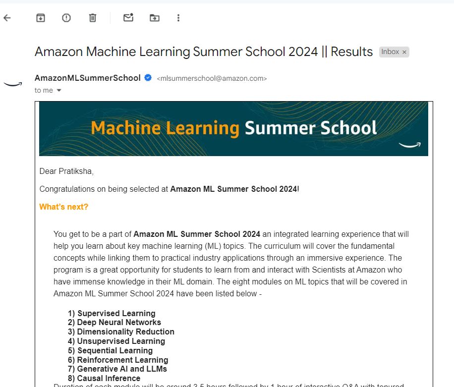 Pratiksha Bhoite on LinkedIn: #amazonmlsummerschool #machinelearning # ... Pratiksha Bhoite on LinkedIn: #amazonmlsummerschool #machinelearning # ...