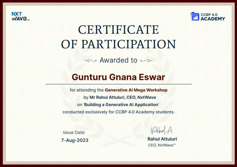 GNANA ESWAR GUNTURU on LinkedIn: #generativeai #nxtwave #nxtwaveteam # ... GNANA ESWAR GUNTURU on LinkedIn: #generativeai #nxtwave #nxtwaveteam # ...