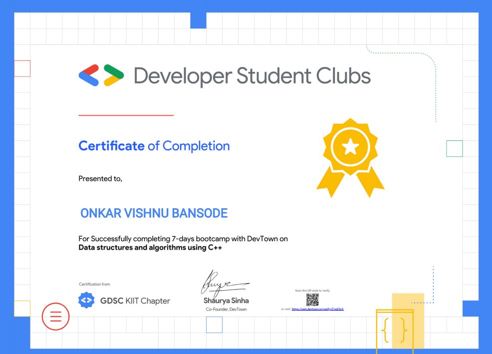 Onkar Bansode on LinkedIn: #datastructures #algorithms #devtown #gdsc # ... Onkar Bansode on LinkedIn: #datastructures #algorithms #devtown #gdsc # ...