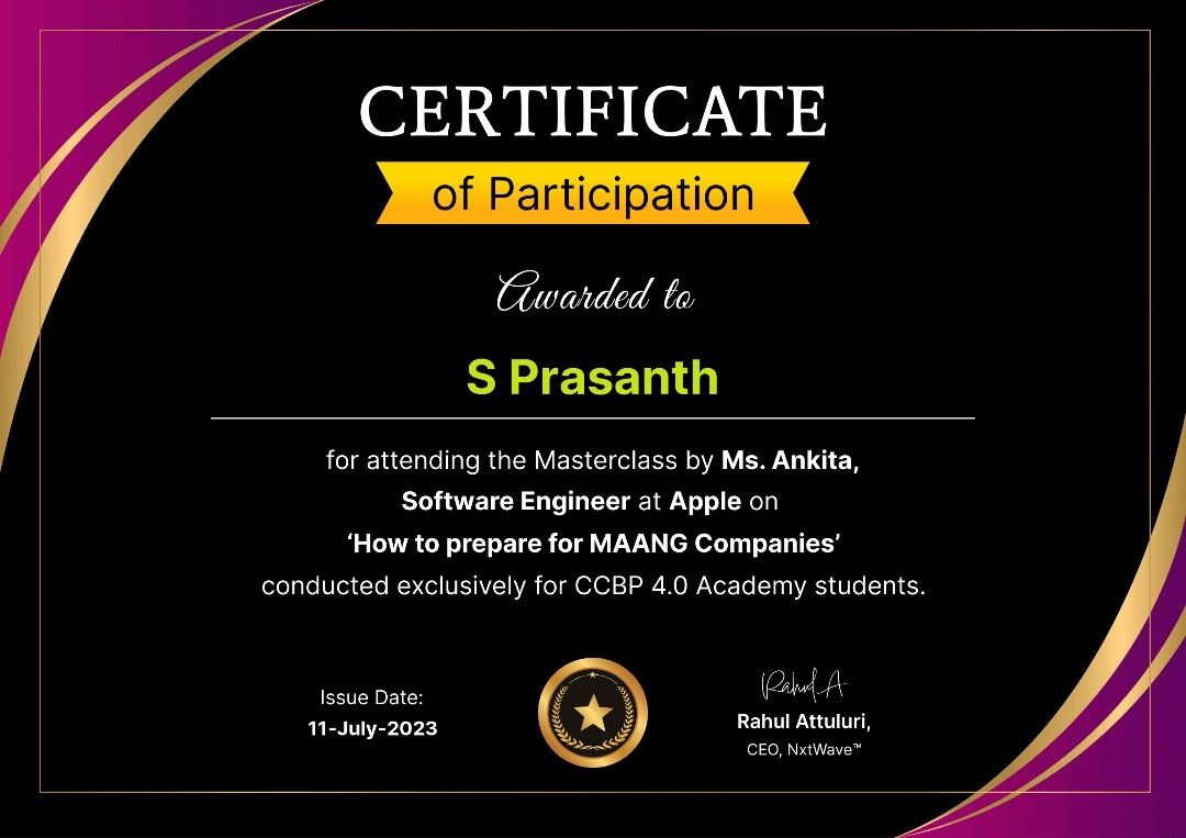 PRASANTH S on LinkedIn: NxtWave PRASANTH S on LinkedIn: NxtWave