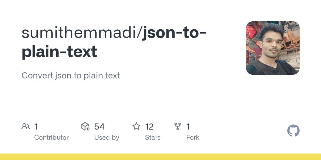 Sumith Emmadi on LinkedIn: JSON-TO-PLAIN-TEXT : Convert json to plain ... Sumith Emmadi on LinkedIn: JSON-TO-PLAIN-TEXT : Convert json to plain ...