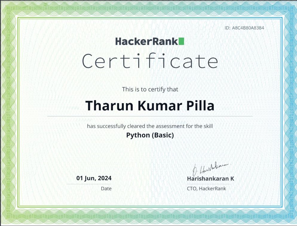 Tharun kumar Pilla on LinkedIn: #hackerrank #pythonprogramming Tharun kumar Pilla on LinkedIn: #hackerrank #pythonprogramming