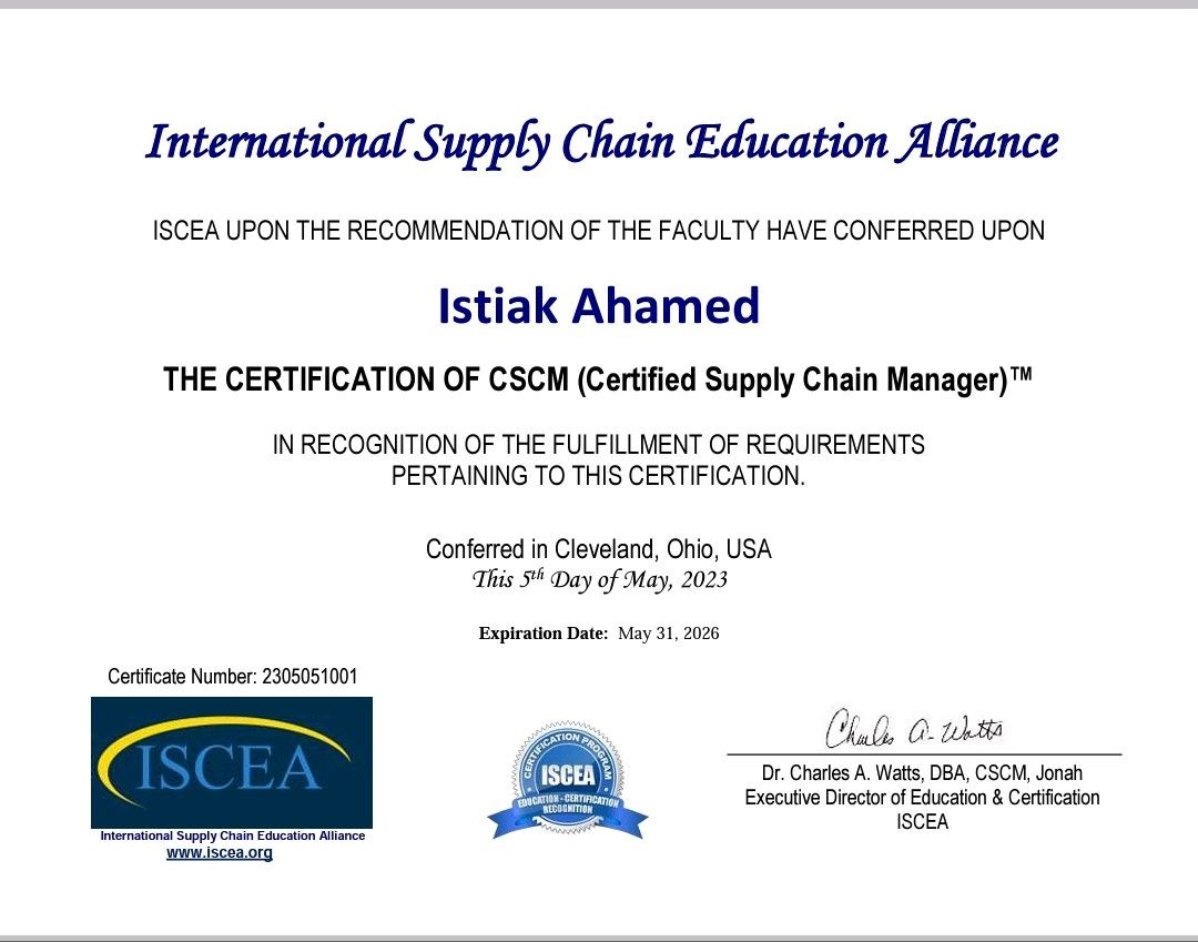 Istiak Ahamed_CSCM™ on LinkedIn: #special Istiak Ahamed_CSCM™ on LinkedIn: #special