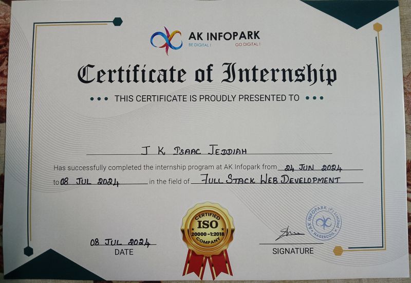 Isaac Jeddiah on LinkedIn: #fullstack #internship #coding Isaac Jeddiah on LinkedIn: #fullstack #internship #coding