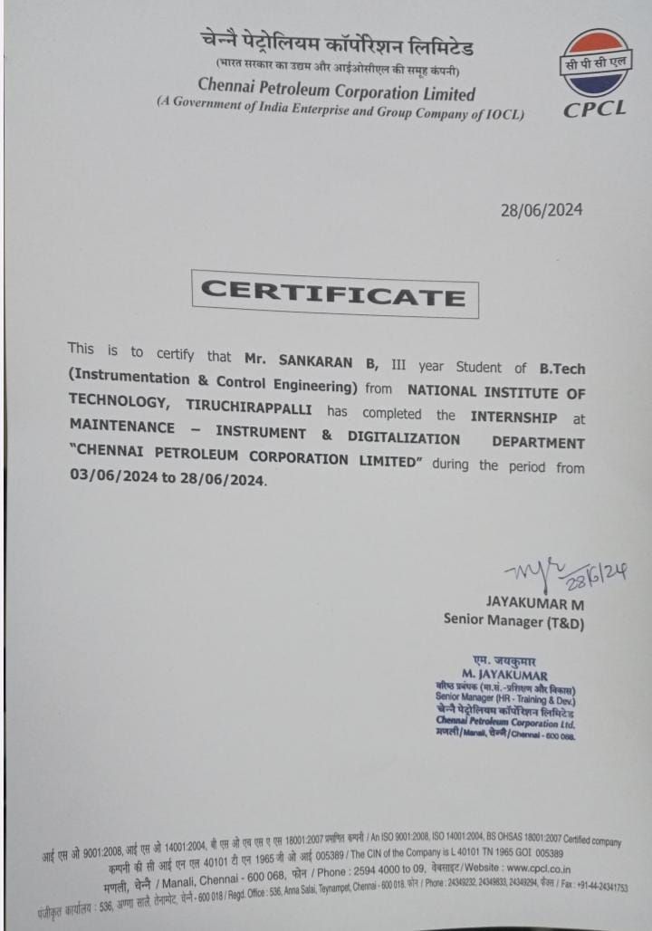 Sankaran Baskar on LinkedIn: Successfully completed my Internship in ... Sankaran Baskar on LinkedIn: Successfully completed my Internship in ...