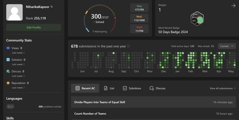 Completed 300 LeetCode questions! | Niharika Kapoor posted on the topic ... Completed 300 LeetCode questions! | Niharika Kapoor posted on the topic ...
