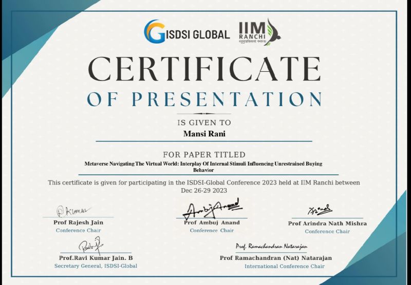 Mansi Bansal on LinkedIn: #iimranchi #conference #presentation Mansi Bansal on LinkedIn: #iimranchi #conference #presentation