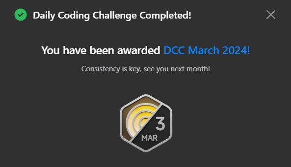 Shalini A R K on LinkedIn: #leetcode #dccbadge #codingadventures #march2024 Shalini A R K on LinkedIn: #leetcode #dccbadge #codingadventures #march2024