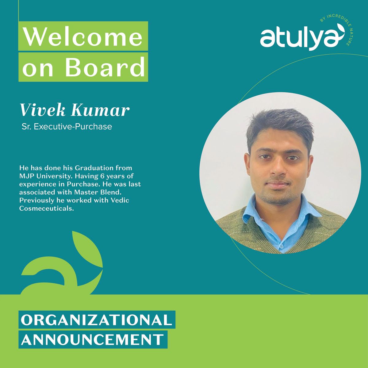 atulya on LinkedIn: We are thrilled to welcome Vivek Kumar on board! We ... atulya on LinkedIn: We are thrilled to welcome Vivek Kumar on board! We ...