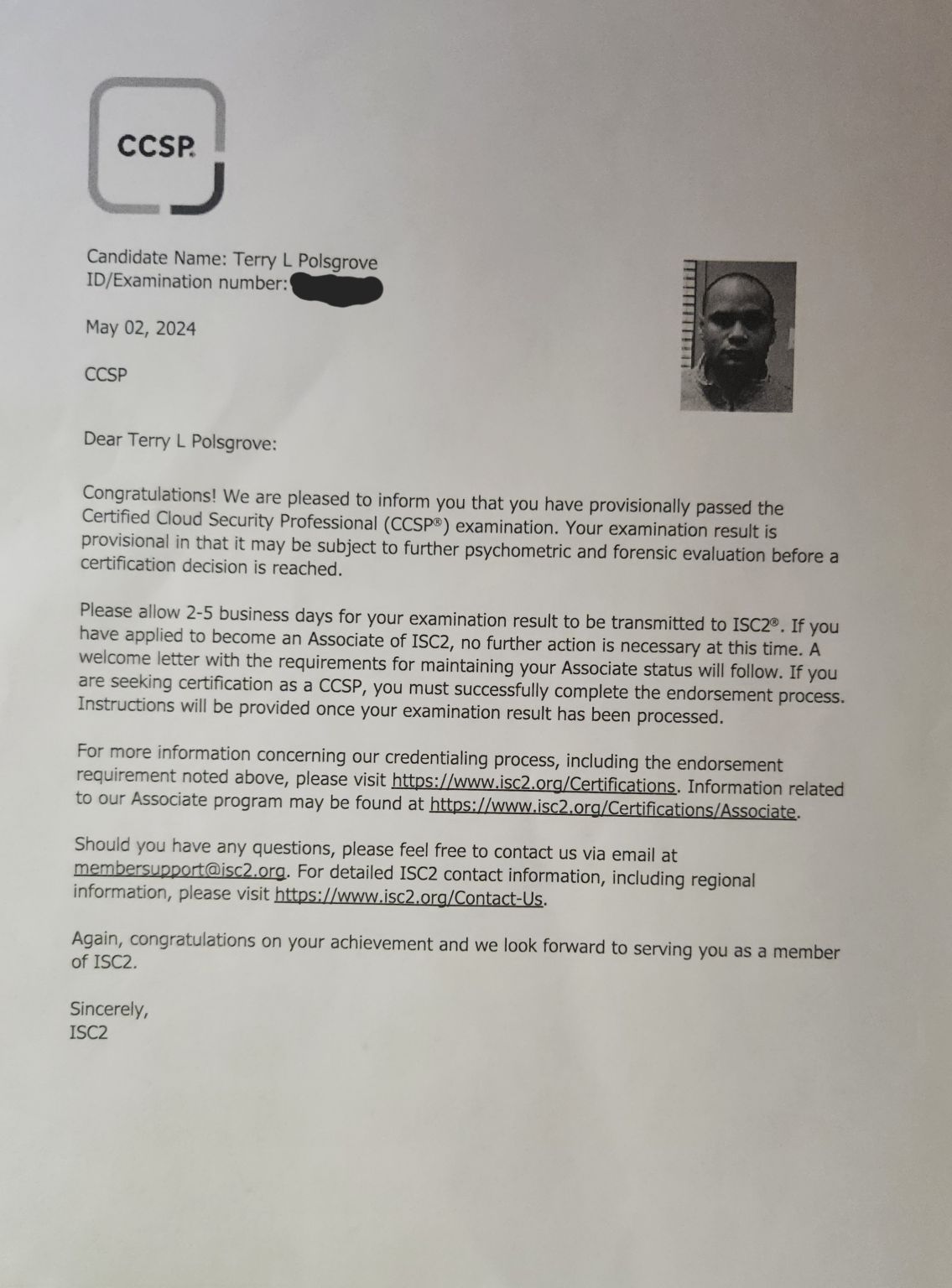 Terry Polsgrove on LinkedIn: Provisionally passed the ISC2 Certified ... Terry Polsgrove on LinkedIn: Provisionally passed the ISC2 Certified ...