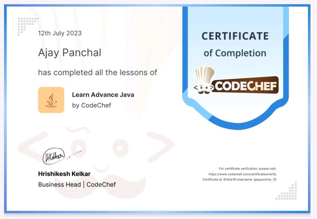 Ajay Panchal on LinkedIn: #codechef #advancejava #connections #java Ajay Panchal on LinkedIn: #codechef #advancejava #connections #java