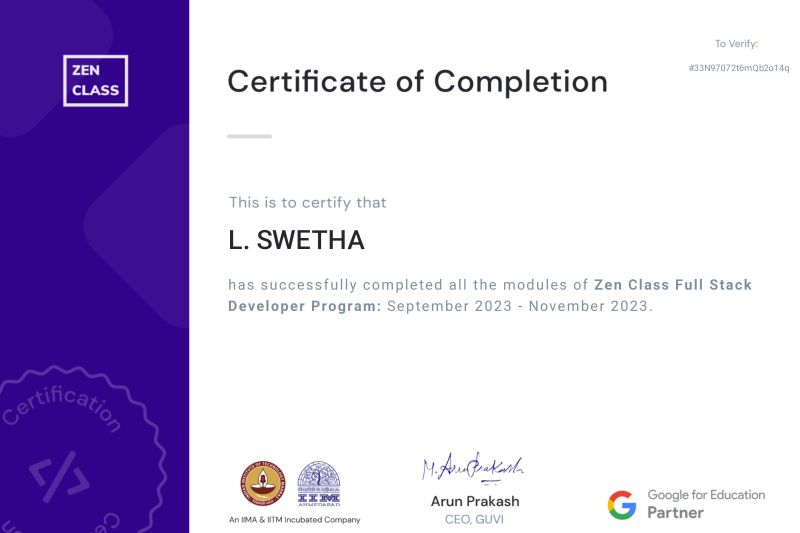 Swetha L on LinkedIn: #guvi #mernstack #webdevelopment # ... Swetha L on LinkedIn: #guvi #mernstack #webdevelopment # ...