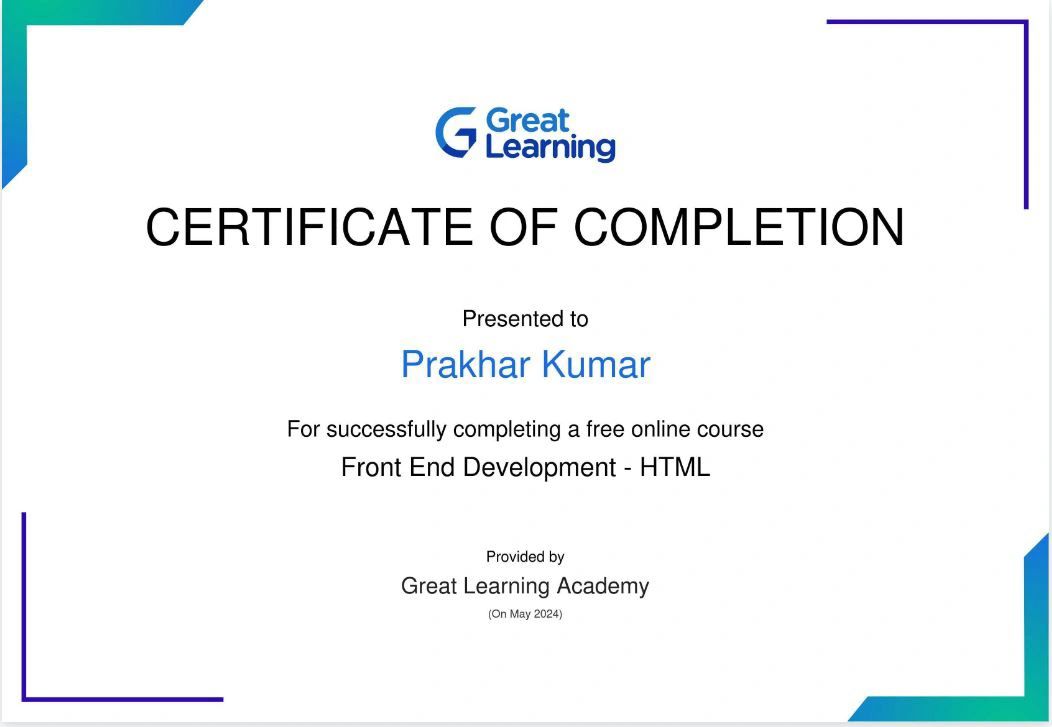 Prakhar Kumar on LinkedIn: #html #certification #webdevelopment Prakhar Kumar on LinkedIn: #html #certification #webdevelopment