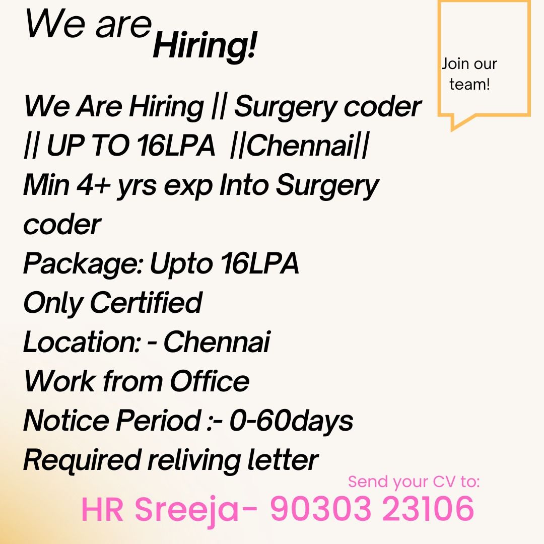 Tejaswini Motupalli on LinkedIn: We Are Hiring || Surgery Coder, Lead ... Tejaswini Motupalli on LinkedIn: We Are Hiring || Surgery Coder, Lead ...