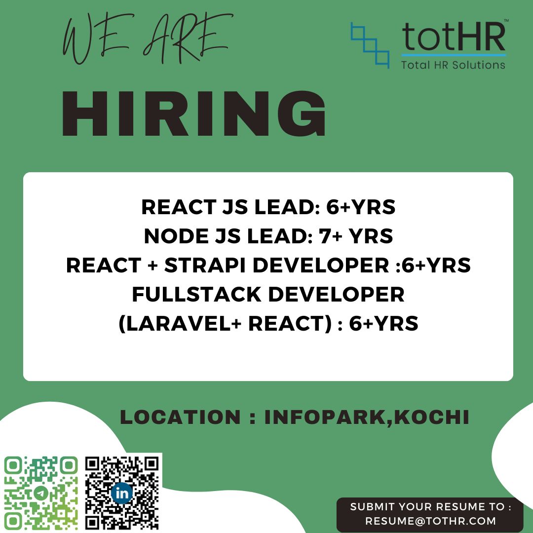 totHR on LinkedIn: #reactjs #node #teamlead #technicallead #strapi # ... totHR on LinkedIn: #reactjs #node #teamlead #technicallead #strapi # ...