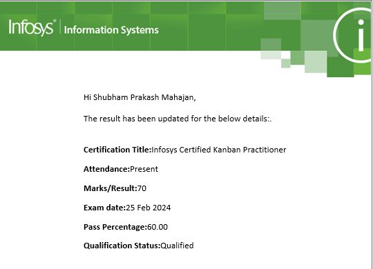 Shubham Mahajan on LinkedIn: #infosys #kanbanpractitioner Shubham Mahajan on LinkedIn: #infosys #kanbanpractitioner