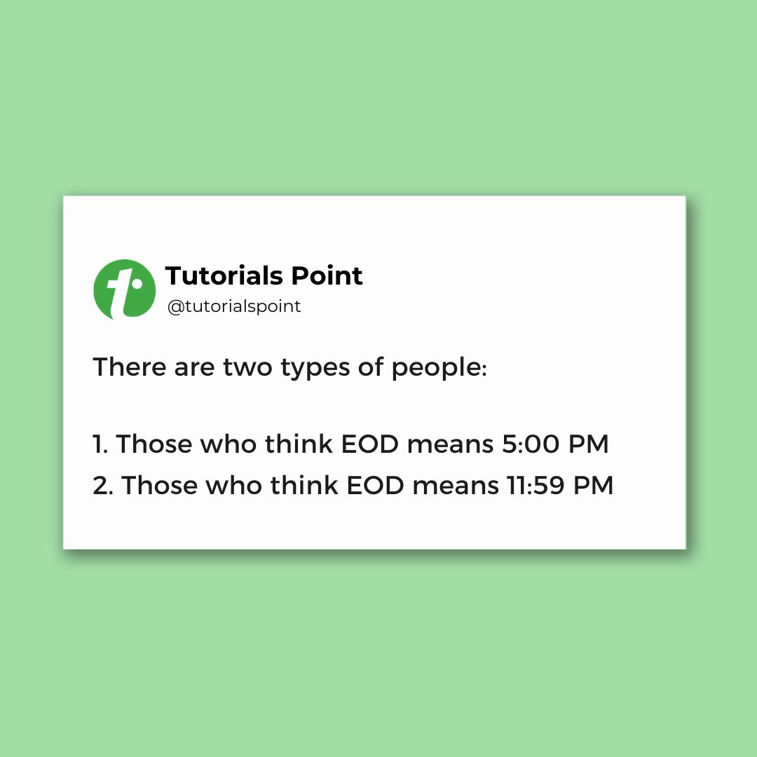 Tutorialspoint on LinkedIn: #corporatelife Tutorialspoint on LinkedIn: #corporatelife