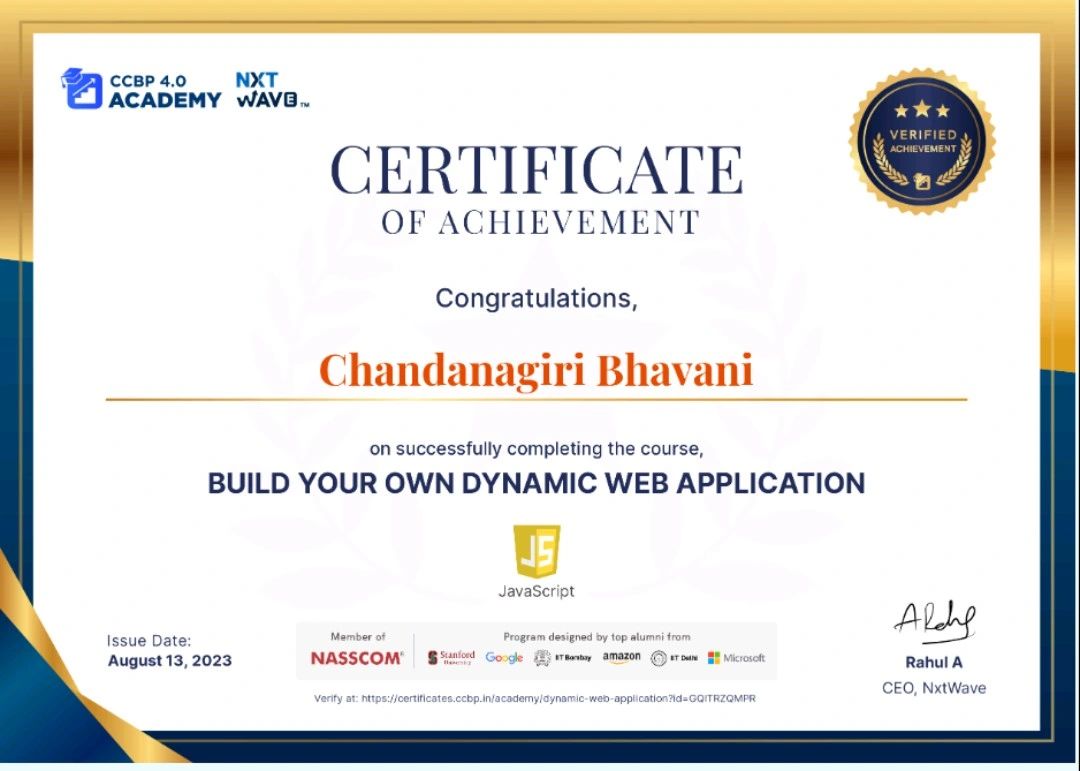 Bhavani Chandanagiri on LinkedIn: #dynamicwebsite #nxtwave Bhavani Chandanagiri on LinkedIn: #dynamicwebsite #nxtwave