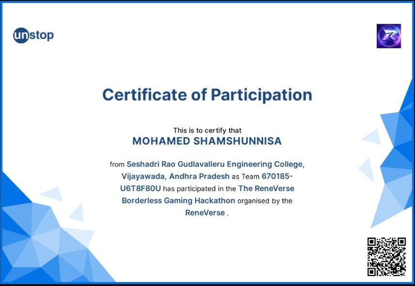 MOHAMED SHAMSHUNNISA on LinkedIn: #hackathon #gamedeveloper MOHAMED SHAMSHUNNISA on LinkedIn: #hackathon #gamedeveloper