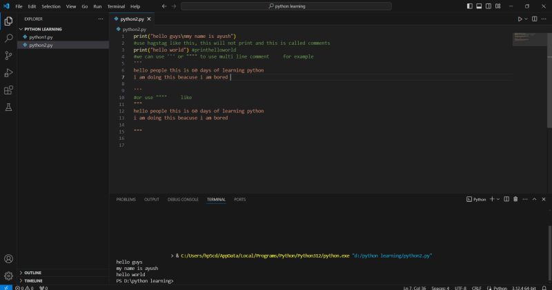 Ayush Sharma on LinkedIn: #60daysofpython #day2 #learning #python # ... Ayush Sharma on LinkedIn: #60daysofpython #day2 #learning #python # ...