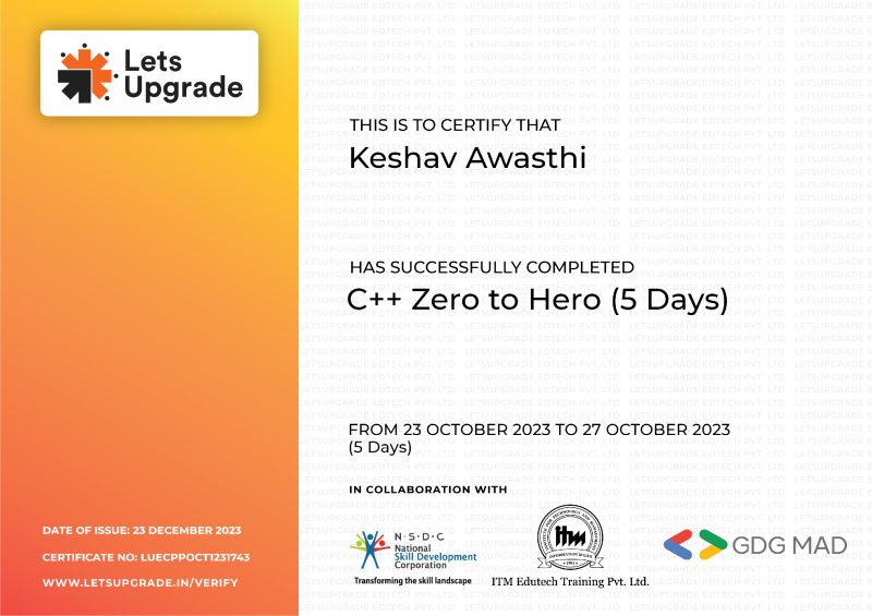 Keshav Awasthi on LinkedIn: #cplusplus #certification #skilldevelopment ... Keshav Awasthi on LinkedIn: #cplusplus #certification #skilldevelopment ...