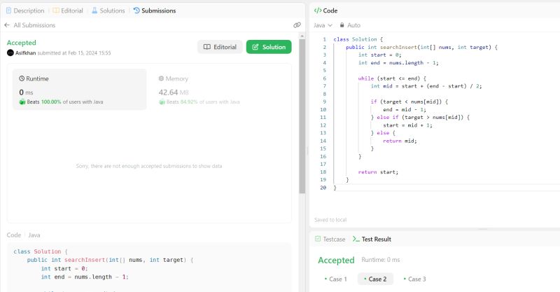 💻🌟 Day 39 of coding challenge: Search Insert Position | Asifkhan S ... 💻🌟 Day 39 of coding challenge: Search Insert Position | Asifkhan S ...