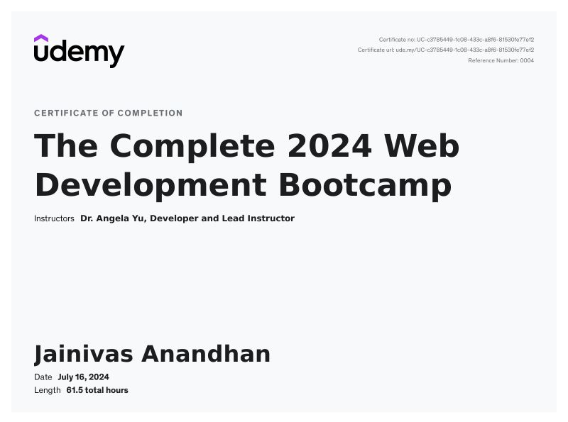 Jainivas Anandhan on LinkedIn: #webdevelopment #udemy #learningjourney ... Jainivas Anandhan on LinkedIn: #webdevelopment #udemy #learningjourney ...