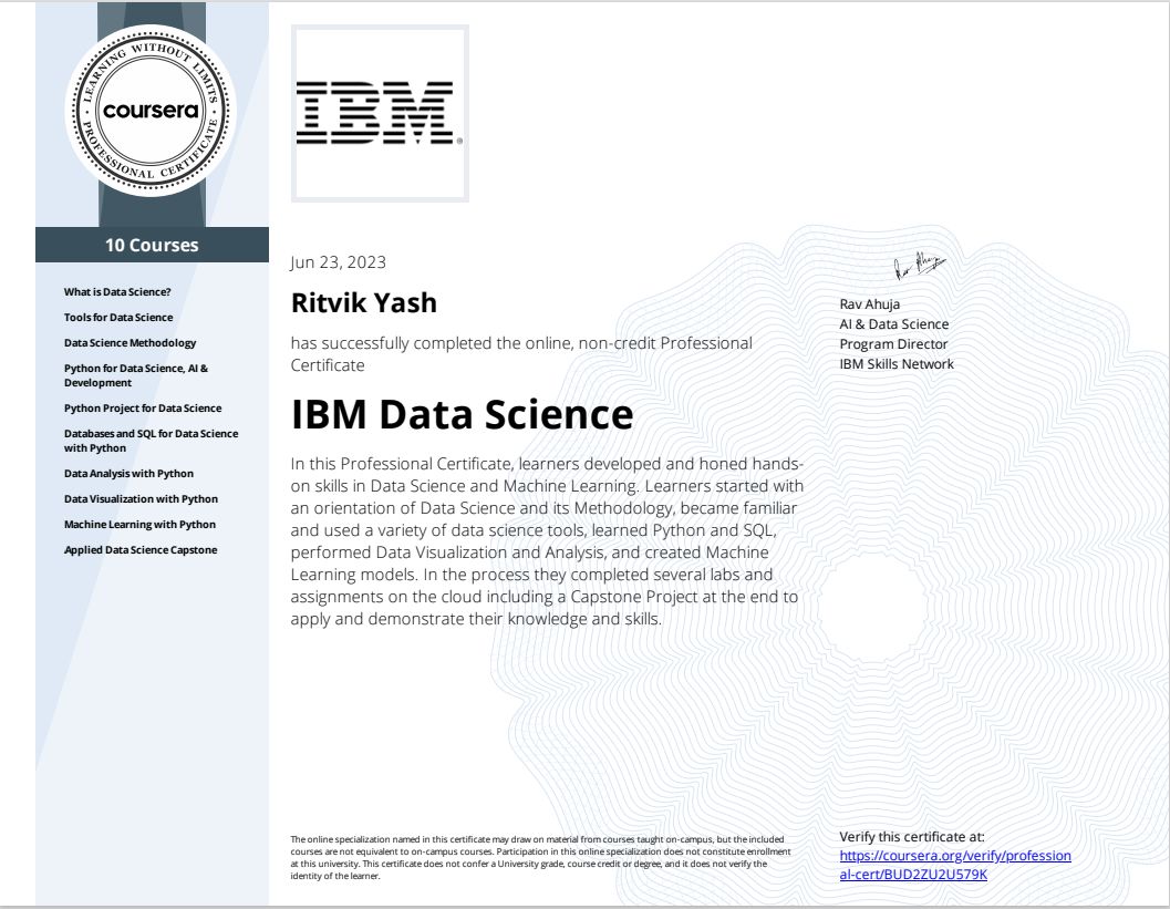 Ritvik Yash on LinkedIn: #datascience #certification #ibm #coursera # ... Ritvik Yash on LinkedIn: #datascience #certification #ibm #coursera # ...
