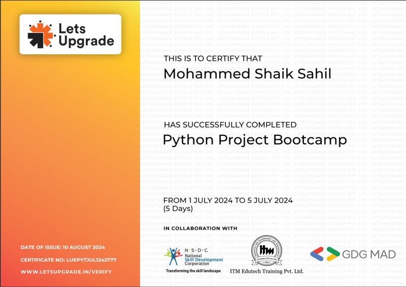 MOHAMMED SHAIK SAHIL on LinkedIn: #python #bootcamp #letsupgrade # ... MOHAMMED SHAIK SAHIL on LinkedIn: #python #bootcamp #letsupgrade # ...