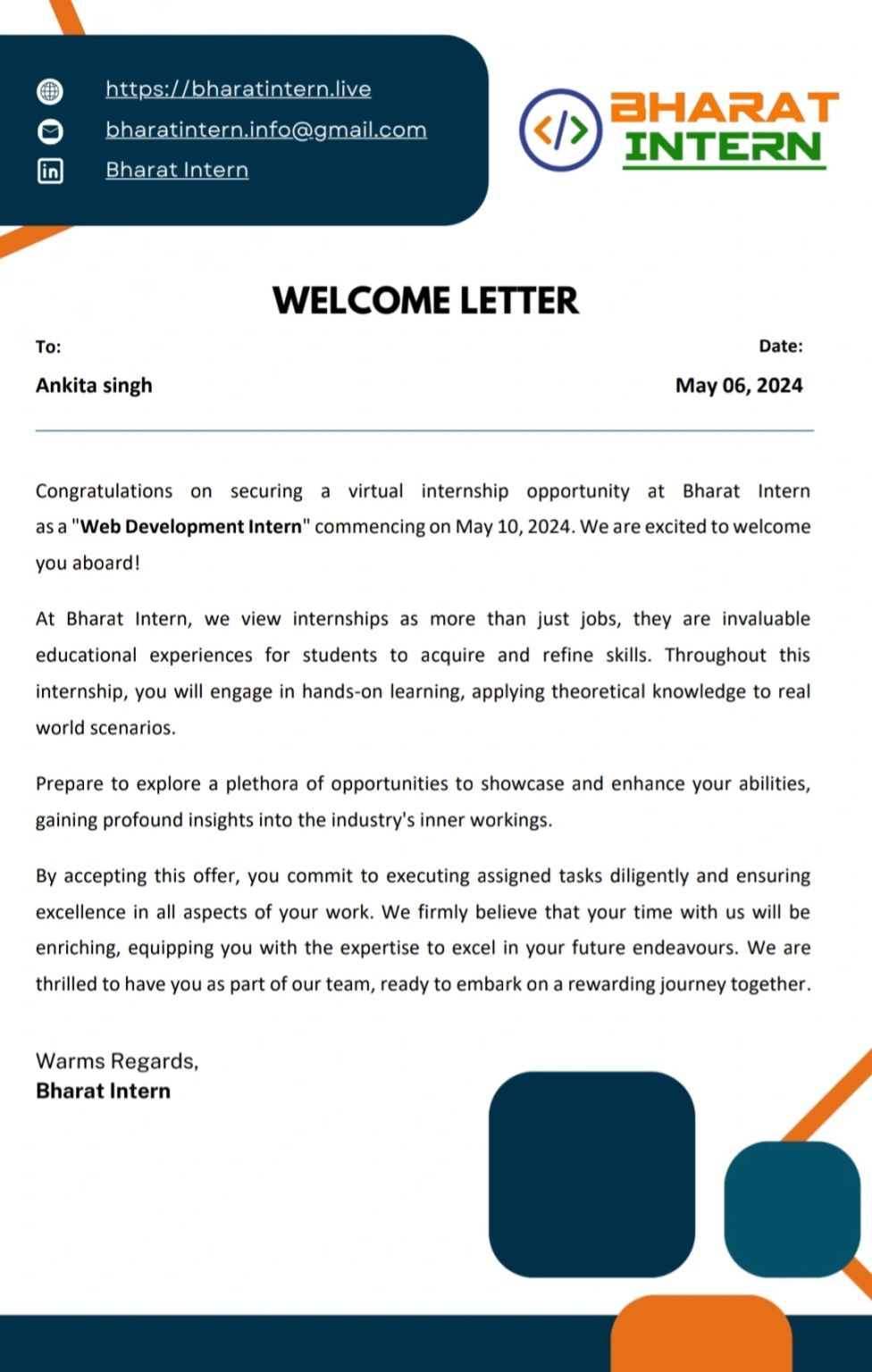 Ankita Singh on LinkedIn: #webdev #internship Ankita Singh on LinkedIn: #webdev #internship