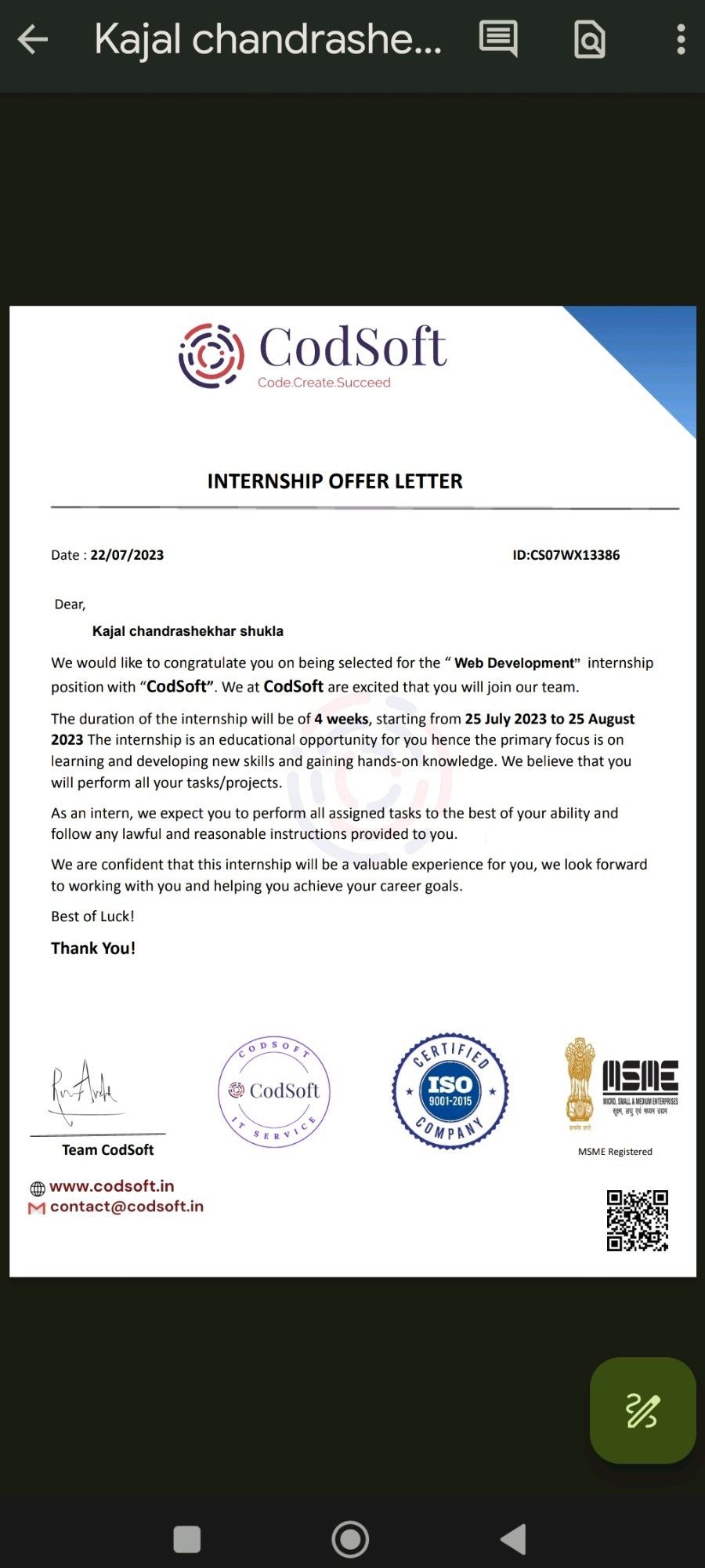 kajal shukla on LinkedIn: #codesoft kajal shukla on LinkedIn: #codesoft