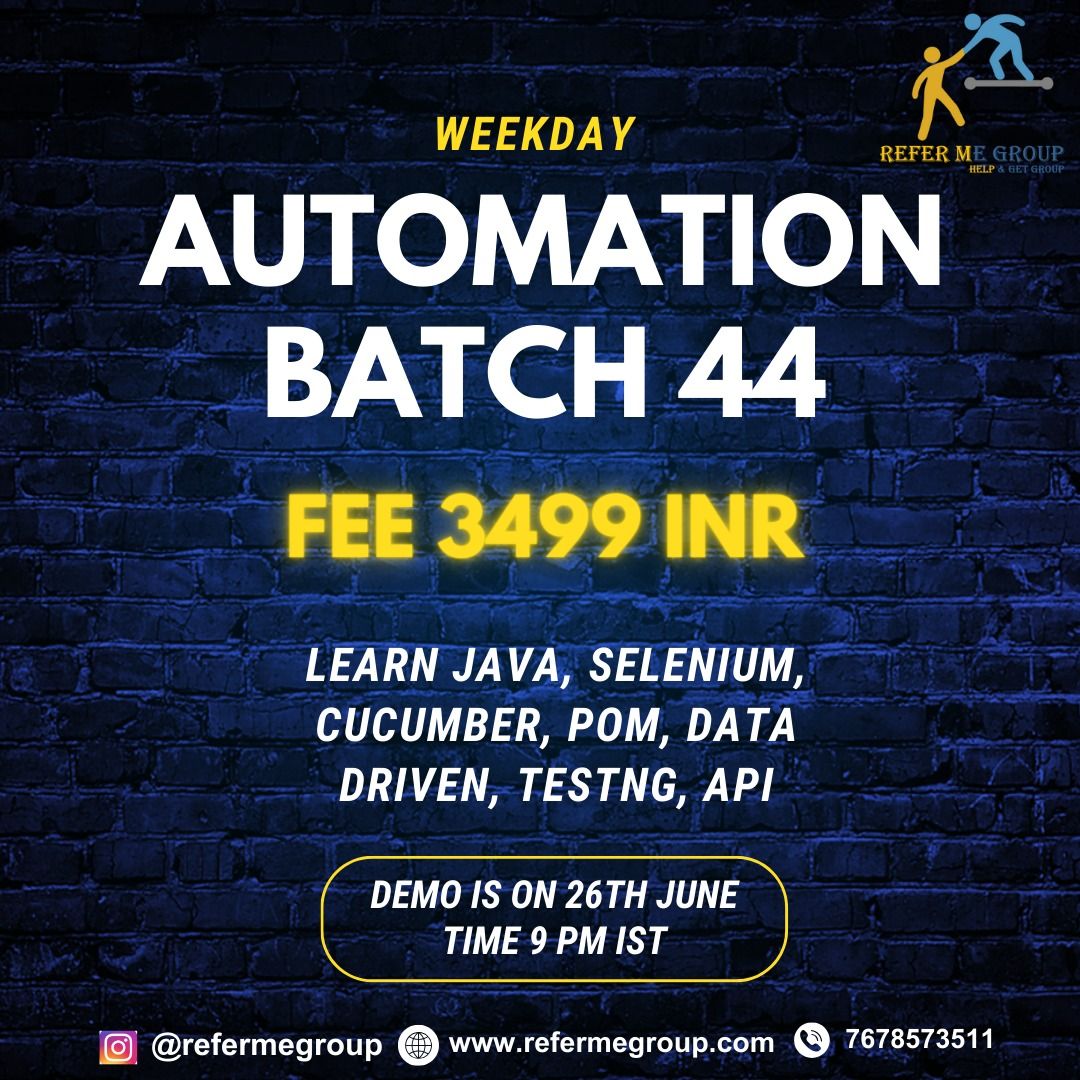 Refer Me Group on LinkedIn: #selenium #seleniumtraining # ... Refer Me Group on LinkedIn: #selenium #seleniumtraining # ...