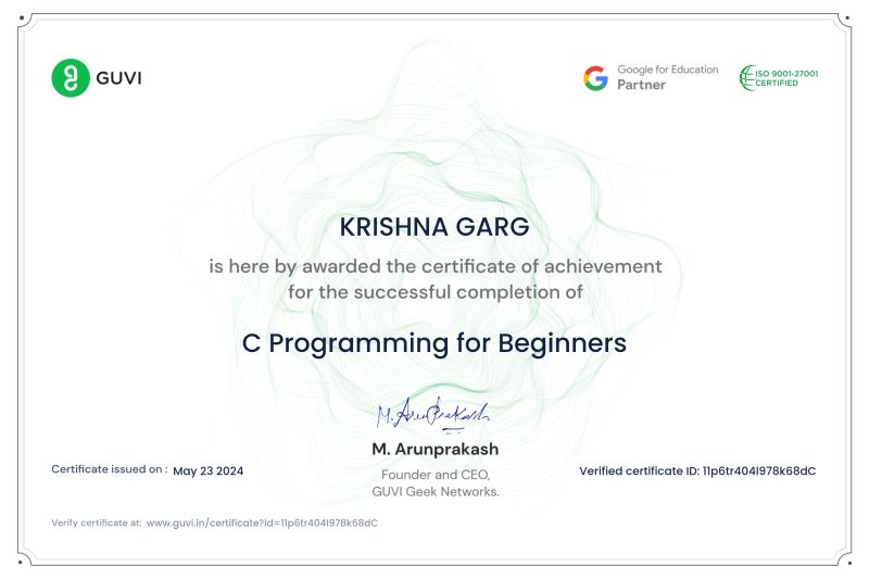 Krishna Garg on LinkedIn: #programming #cprogramming #guvi #learning # ... Krishna Garg on LinkedIn: #programming #cprogramming #guvi #learning # ...