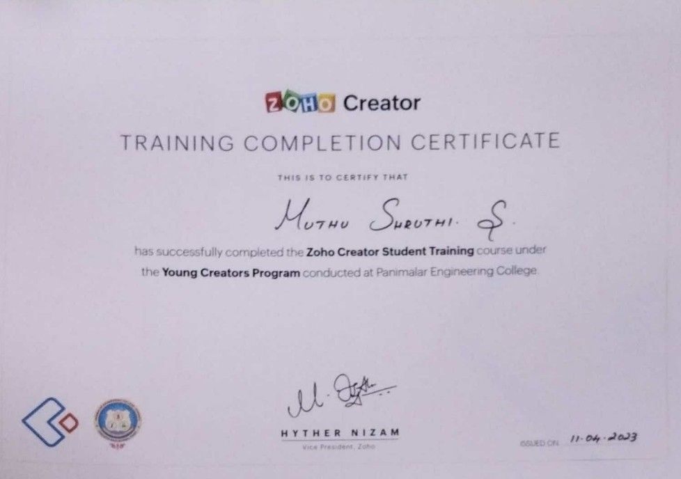Muthu Shruthi S on LinkedIn: #zohocreator #ycp #youngcreatorprogram # ... Muthu Shruthi S on LinkedIn: #zohocreator #ycp #youngcreatorprogram # ...
