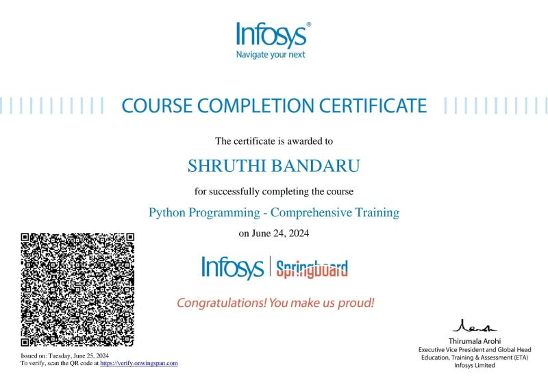 Shruthi Bandaru on LinkedIn: #pythonprogramming #infosysspringboard # ... Shruthi Bandaru on LinkedIn: #pythonprogramming #infosysspringboard # ...
