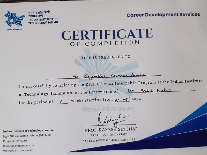Priyanshu Anshu on LinkedIn: #iit #internship #development #career Priyanshu Anshu on LinkedIn: #iit #internship #development #career