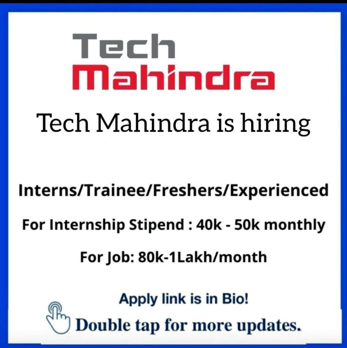 Saksham Anand on LinkedIn: Tech Mahindra is Hiring Multiple Positions ... Saksham Anand on LinkedIn: Tech Mahindra is Hiring Multiple Positions ...