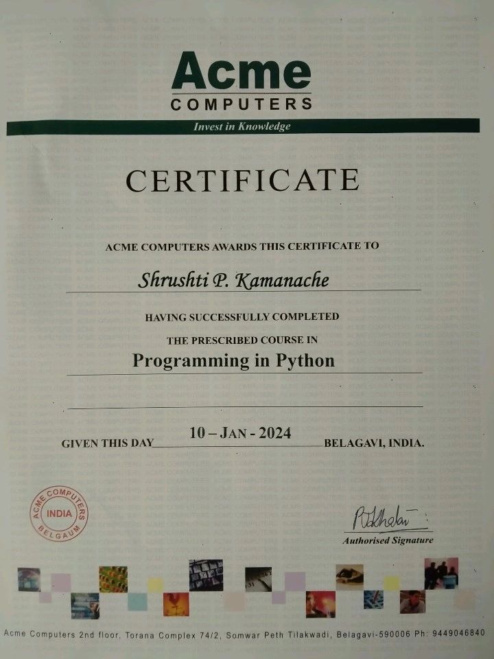 Shrushti Kamanache on LinkedIn: #python #programming #acmecomputers Shrushti Kamanache on LinkedIn: #python #programming #acmecomputers