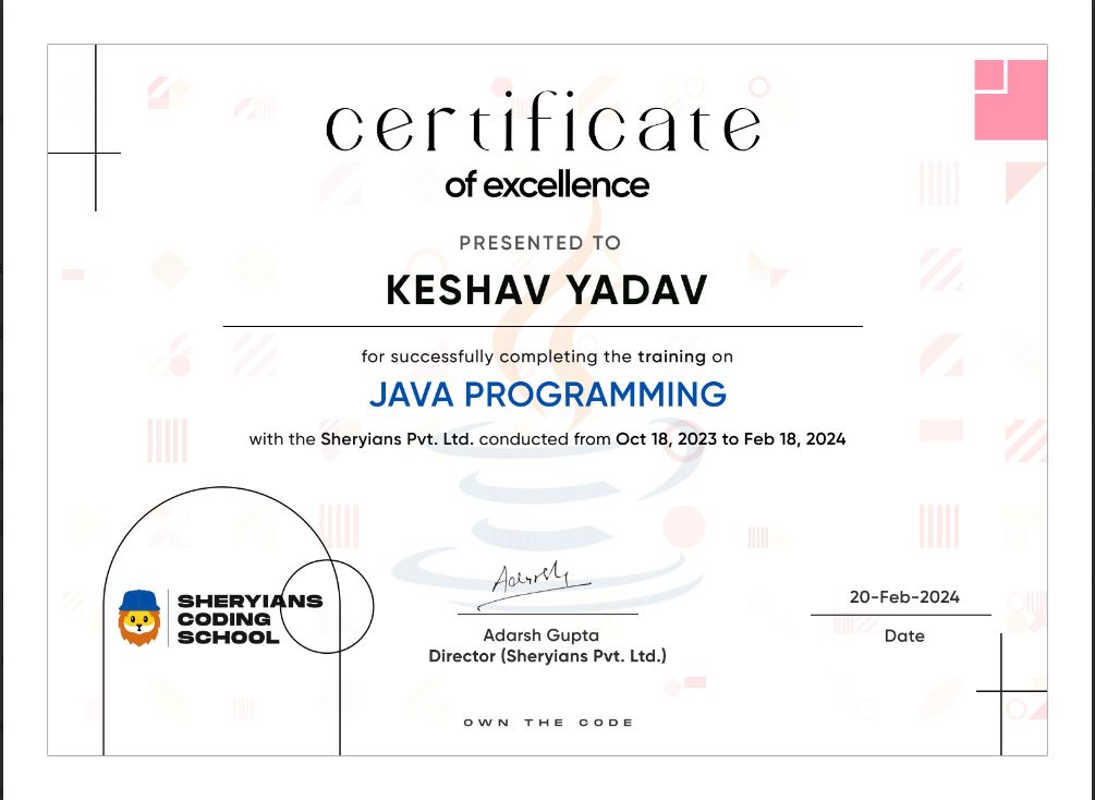 keshav yadav on LinkedIn: #java #oop #sheryianscoding #learningjourney ... keshav yadav on LinkedIn: #java #oop #sheryianscoding #learningjourney ...