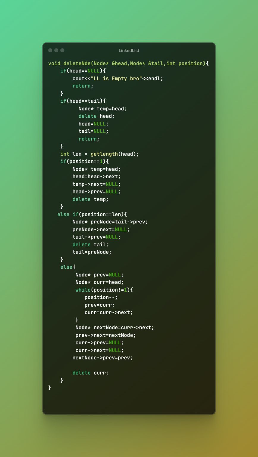 Day 27 of #121DaysOfCode: deleting a node in a doubly linked list ... Day 27 of #121DaysOfCode: deleting a node in a doubly linked list ...