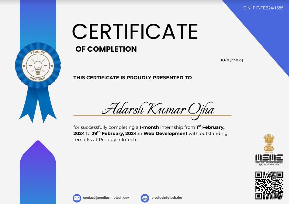 Adarsh Kumar Ojha on LinkedIn: #prodigyinfotech #webdevelopment # ... Adarsh Kumar Ojha on LinkedIn: #prodigyinfotech #webdevelopment # ...