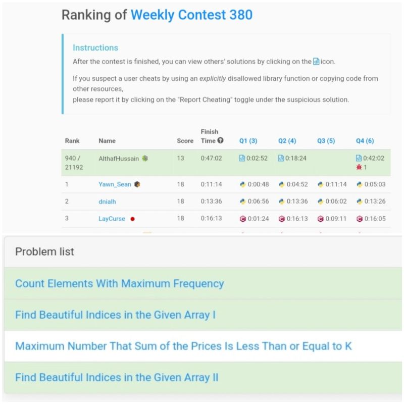 Mohammed Althaf Hussain Shaik on LinkedIn: Leetcode Weekly Contest 380 Mohammed Althaf Hussain Shaik on LinkedIn: Leetcode Weekly Contest 380