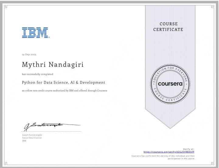 Nandagiri Mythri on LinkedIn: #python #datascience #ai #ibm # ... Nandagiri Mythri on LinkedIn: #python #datascience #ai #ibm # ...