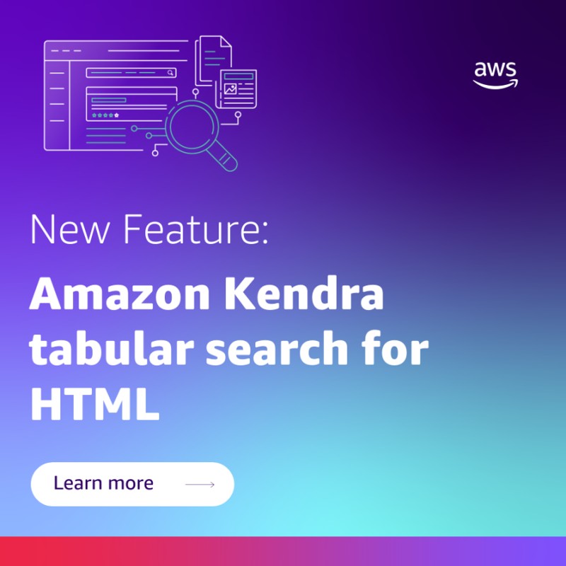 Yuhao Zhang on LinkedIn: Introducing Amazon Kendra tabular search for ... Yuhao Zhang on LinkedIn: Introducing Amazon Kendra tabular search for ...