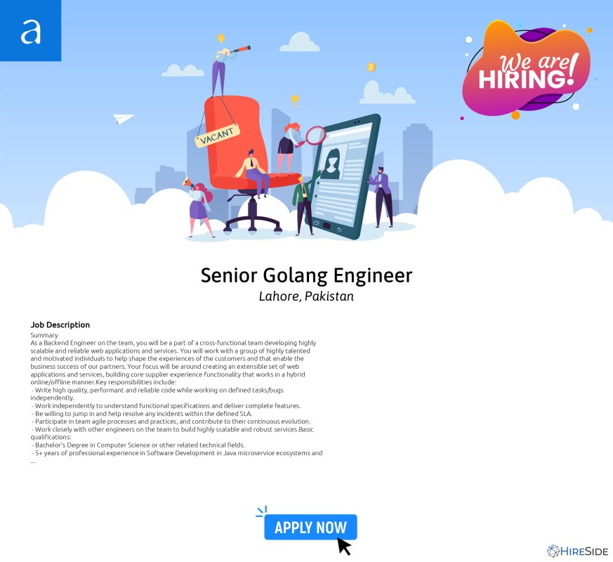 HireSide on LinkedIn: Senior Golang Engineer | Arbisoft HireSide on LinkedIn: Senior Golang Engineer | Arbisoft