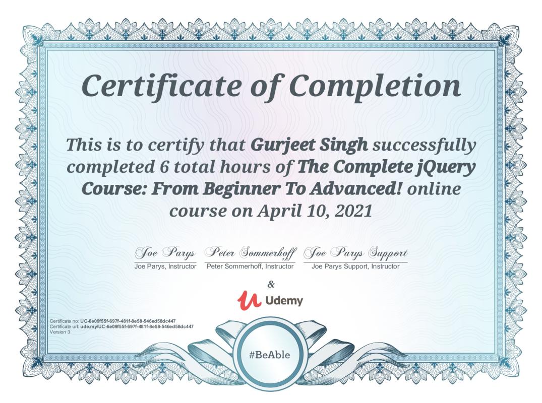Gurjeet Singh on LinkedIn: #jquery #certificate #udemy # ... Gurjeet Singh on LinkedIn: #jquery #certificate #udemy # ...