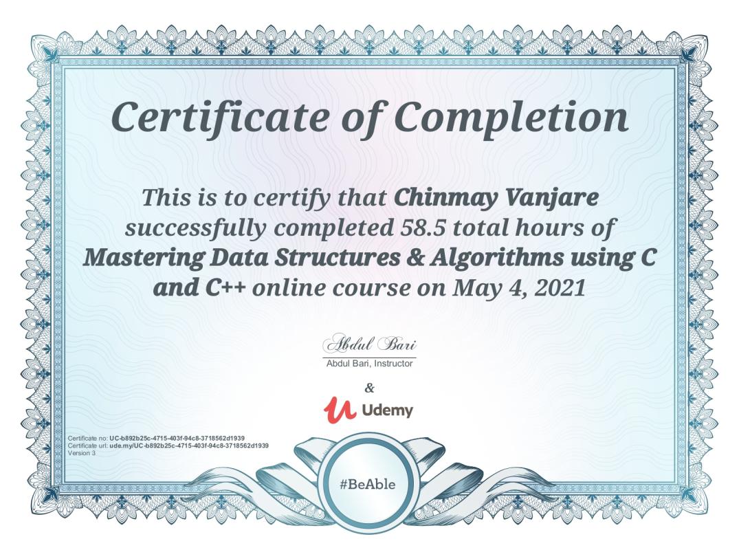 Chinmay Vanjare on LinkedIn: #udemy #algorithms #datastructures # ... Chinmay Vanjare on LinkedIn: #udemy #algorithms #datastructures # ...