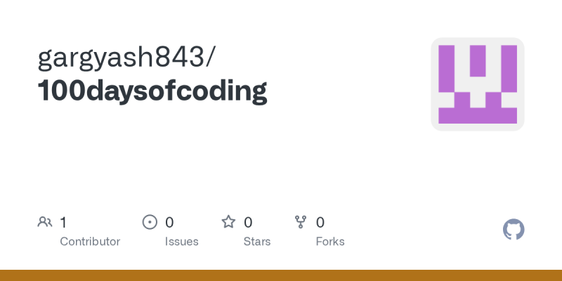 Yash Garg on LinkedIn: GitHub - gargyash843/100daysofcoding Yash Garg on LinkedIn: GitHub - gargyash843/100daysofcoding