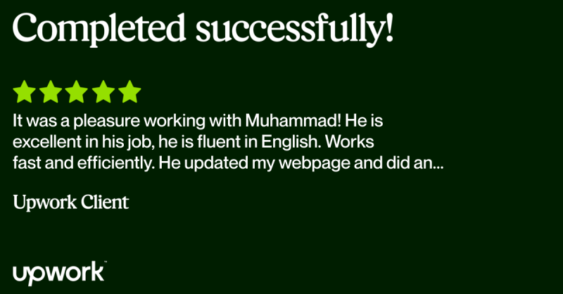 Muhammad Bilal on LinkedIn: #upworksuccess #toprated # ... Muhammad Bilal on LinkedIn: #upworksuccess #toprated # ...