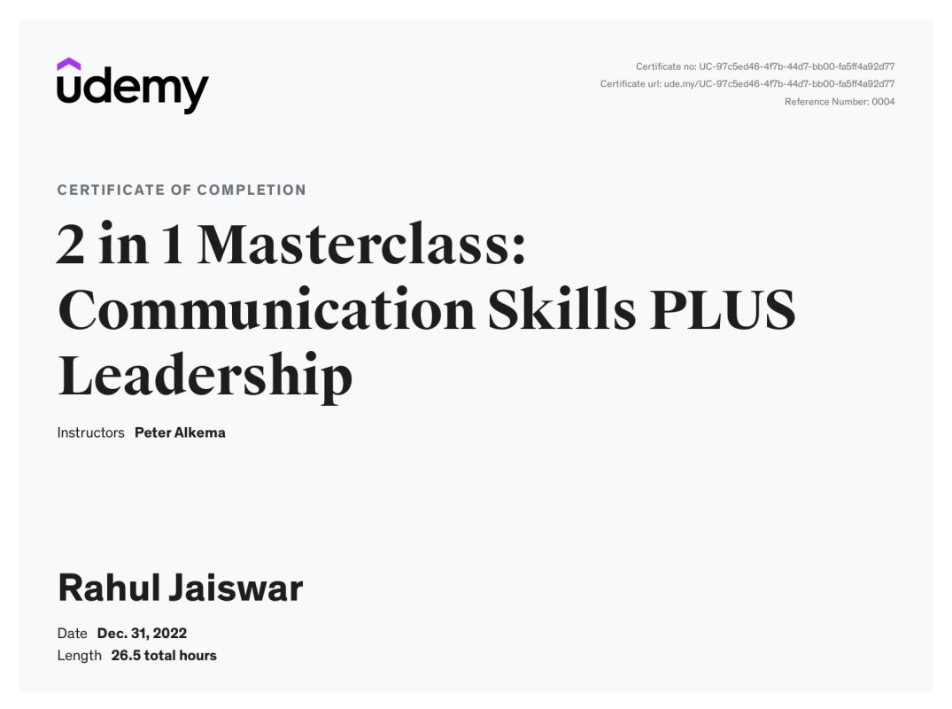 Rahul Jaiswar on LinkedIn: Udemy Course Completion Certificate Rahul Jaiswar on LinkedIn: Udemy Course Completion Certificate